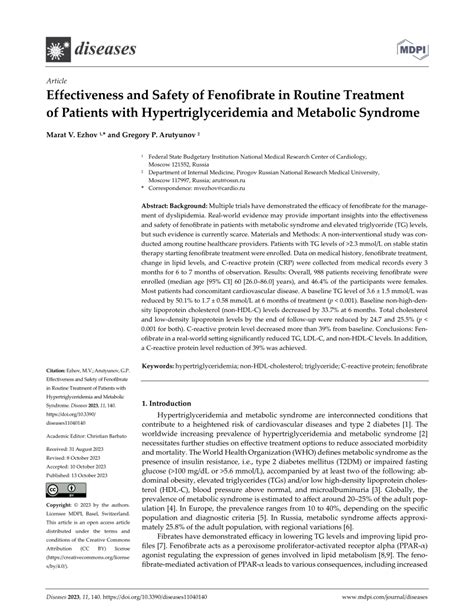 Pdf Effectiveness And Safety Of Fenofibrate In Routine Treatment Of