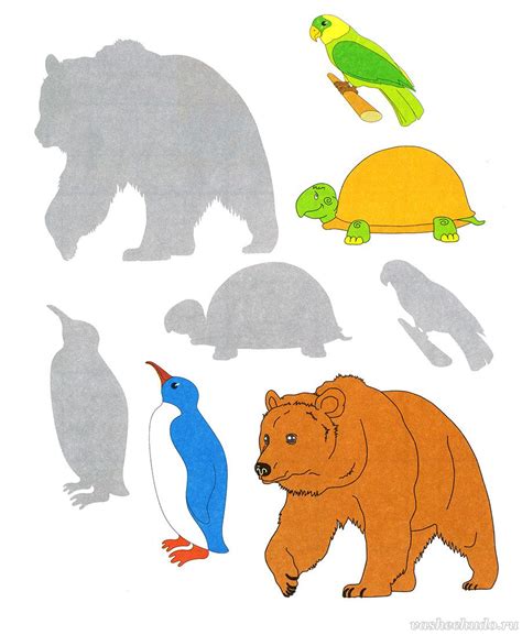 Задание на логику для детей 4 6 лет Соедини в пары животных и их тени