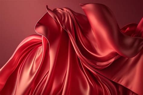 Premium Photo Red Silk Fabric With A Flowing Fabric