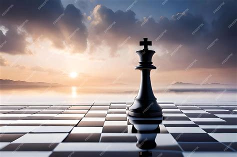 Premium Ai Image A Single Chess Piece On An Empty Chessboard