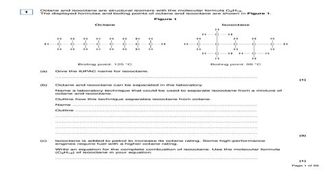 Octane And Isooctane Are Structural Isomers With The And Isooctane Are Structural Isomers