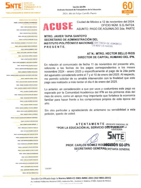 Oficio Sg547 Acuse Pdf