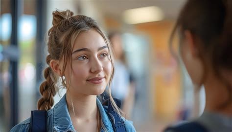 Premium Photo A Girl Is Talking To Another Girl In A Classroom