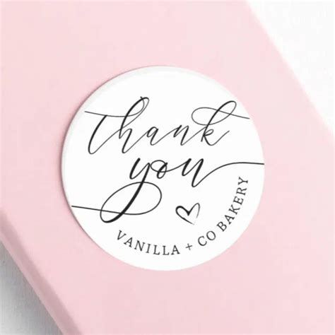 Thank You Script Heart Baked Goods Bakery Business Classic Round