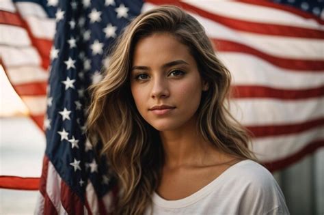 Premium Ai Image A Girl Holding Usa Flag