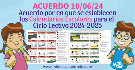 Calendarios Escolares Para El Ciclo Lectivo 2024 2025 Acuerdo 100624