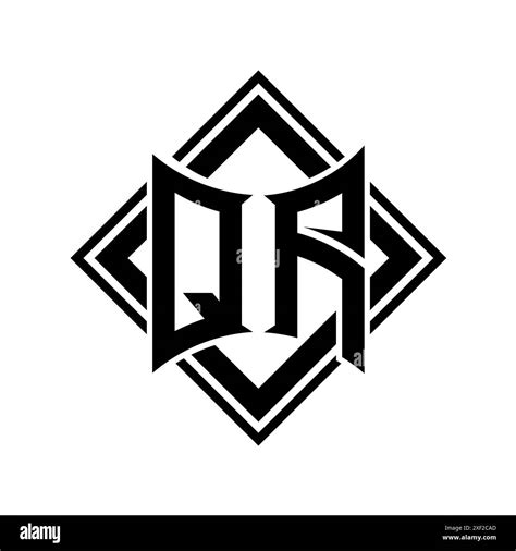 Qa Letter Logo With Abstract Shield Shape With Square Black Outline On White Background Template