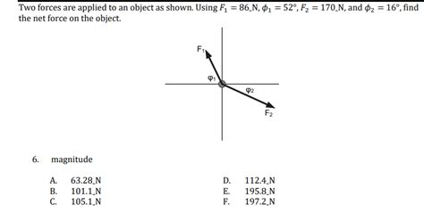 Solved Two Forces Are Applied To An Object As Shown Chegg Com