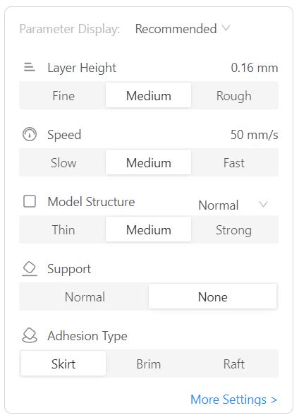 Customize Print Setting Parameter Display Snapmaker Wiki