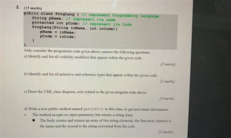 Solved 15 Marks Public Class Proglang Represent