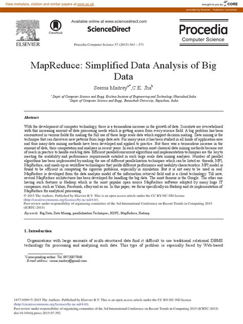 mapreduce simplified data analysis of big data sciencedirect pdf