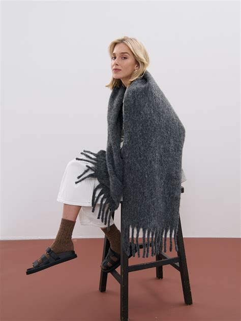 Betty Wool Plain Fluffy Scarf In Charcoal Angels Whisper Accessories