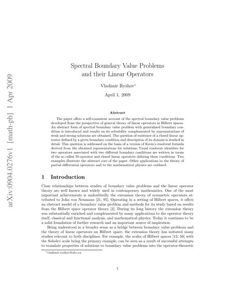 Pdf Spectral Boundary Value Problems And Their Linear Operators