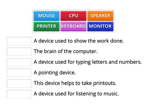 PARTS OF COMPUTER Match Up