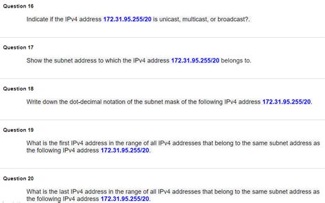 Solved Question 16 Indicate If The IPv4 Address Chegg Com