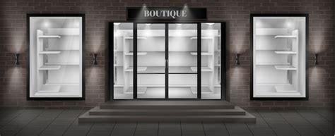 간판과 부티크 상점 외관 무료 벡터