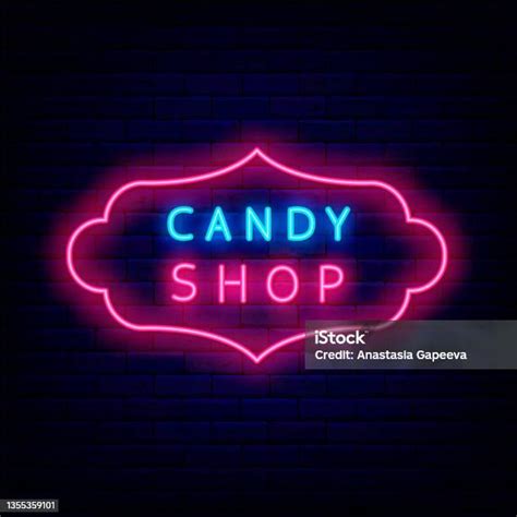 빈티지 프레임에 사탕 가게 네온 간판 달콤한 가게 로고 베이커리 엠블럼 벡터 스톡 일러스트레이션 0명에 대한 스톡 벡터 아트 및 기타 이미지 Istock