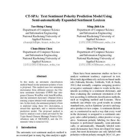 Ct Spa Text Sentiment Polarity Prediction Model Using Semi