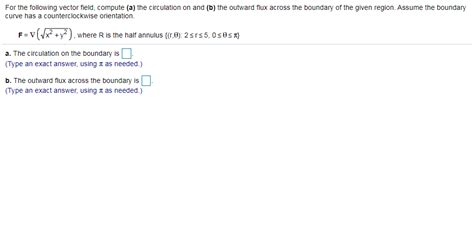 solved for the following vector field compute a the
