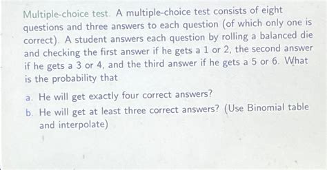 Solved Multiple Choice Test A Multiple Choice Test Consists Chegg Com