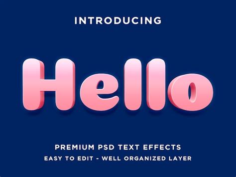 Premium Psd Hello 3d Text Effect Psd Template