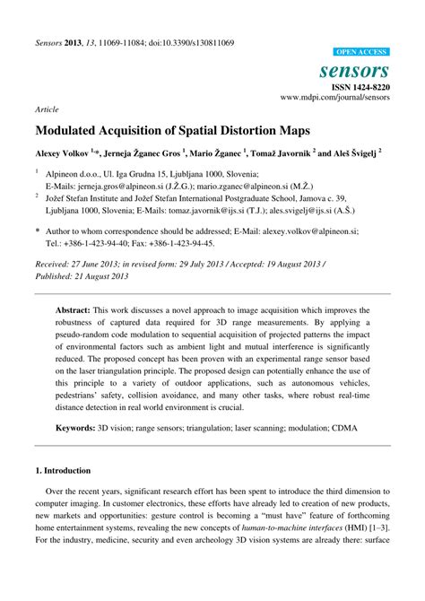 Pdf Modulated Acquisition Of Spatial Distortion Maps