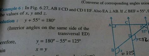 In The Given Figure Ab Cd And Cd Ef Also Ea Ab If Bef 55 ∘