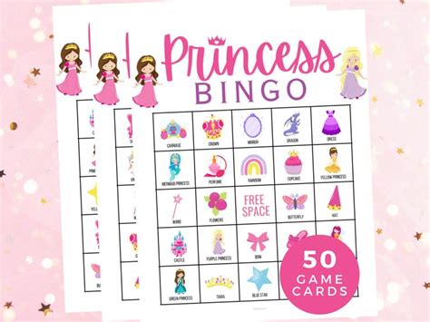 Princess Bingo Princess Activity 50 Printable Princess Party Game
