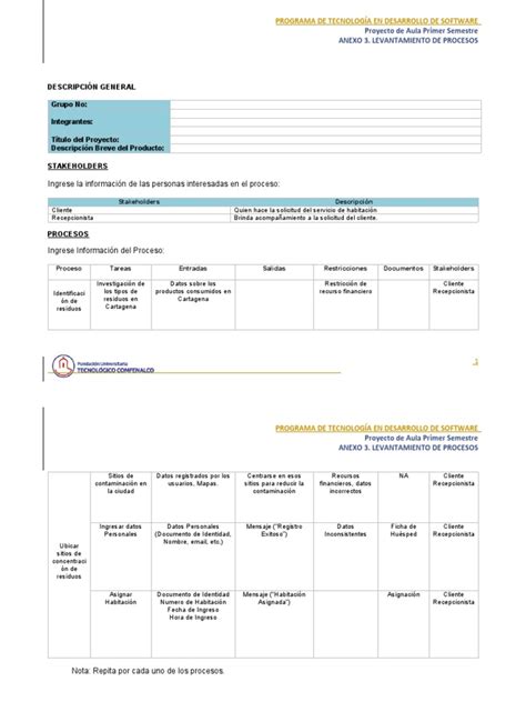 Anexo 3 Levantamiento De Procesos Pdf Ingeniería De Software