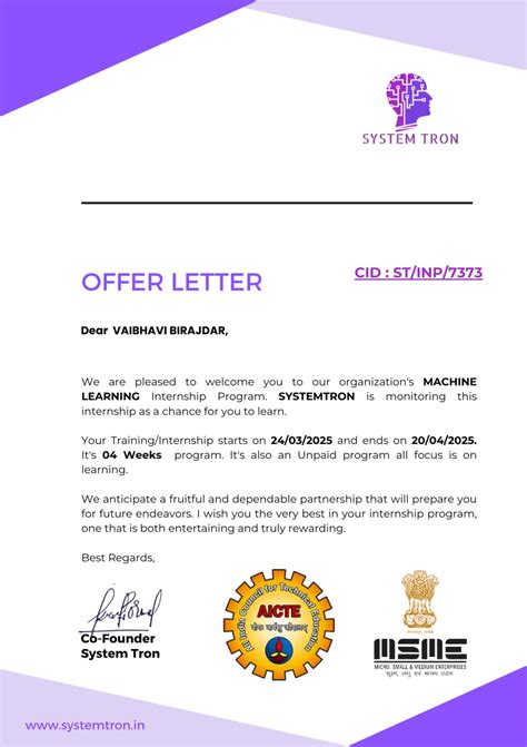 Machinelearning Internship Ai Systemtron Learningandgrowing Vaibhavi Birajdar