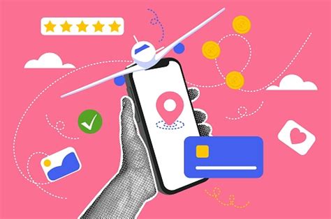 세련된 하프 톤 콜라주 휴가 여행 온라인 티켓 구매의 개념 밝고 트렌디한 색상의 트렌디한 모던 레트로 일러스트레이션 전략적 계획 개념 1990 1999 년에 대한 스톡 벡터