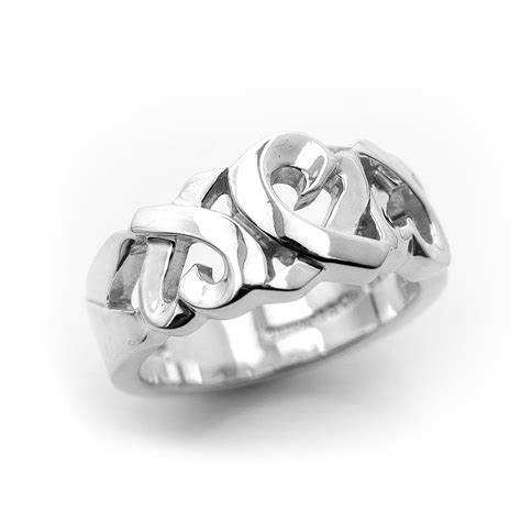 二手品 Tiffanyandco 蒂芙尼 Loving Heart 3連心925純銀戒指 Tiffany Yahoo奇摩購物中心