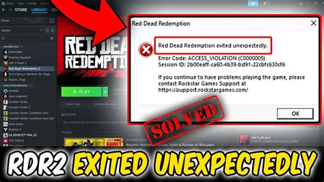 Red Dead Redemption Exited Unexpectedly Error Code Access Violation Fix Pc Youtube