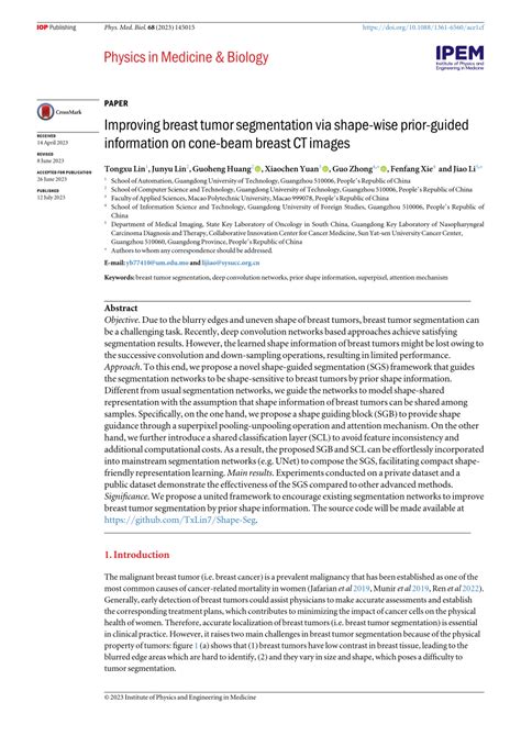 Improving Breast Tumor Segmentation Via Shape Wise Prior Guided Information On Cone Beam Breast