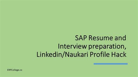 How To Land A Sap Consultant Job As Fresher Resume Interview