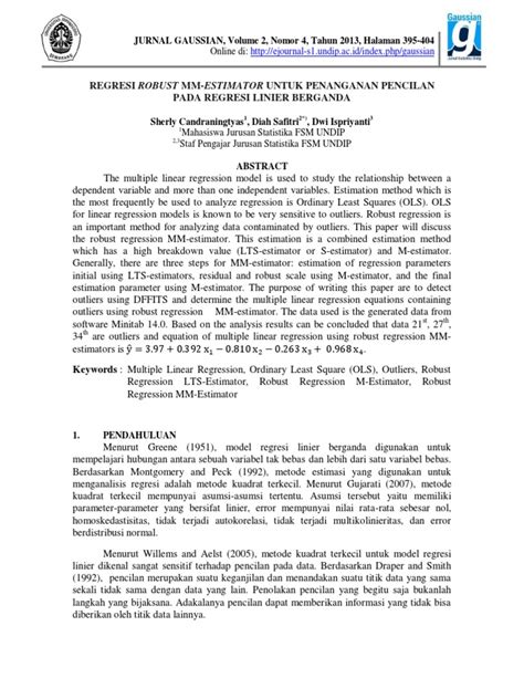 Robust Mm Estimator For Handling Outliers In Multiple Linear Regression