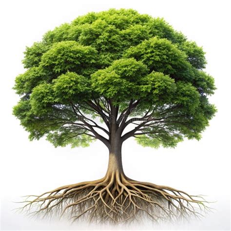 Tree With Root System Symbolizing Deep Connections Stock Illustration