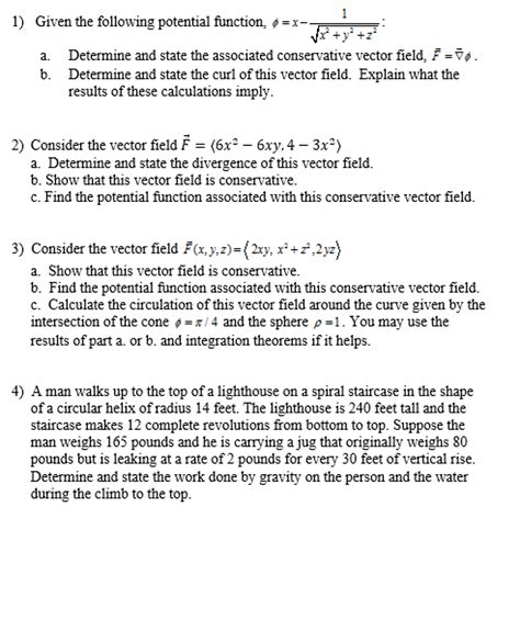 Solved Given The Following Potential Function Phi Chegg Com