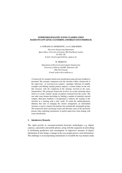 Pdf Supervised Semantic Scene Classification Based On Low Level Clustering And Relevance Feedback