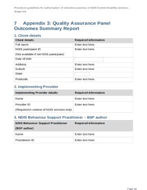 Procedure Guidelines For Authorisation Of Restrictive Practices In NDIS Funded Disability