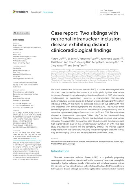 Pdf Case Report Two Siblings With Neuronal Intranuclear Inclusion Disease Exhibiting Distinct