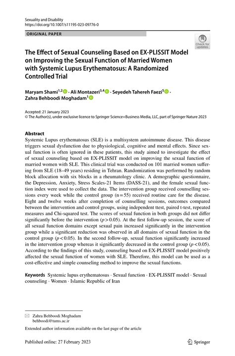 Pdf The Effect Of Sexual Counseling Based On Ex‑plissit Model On
