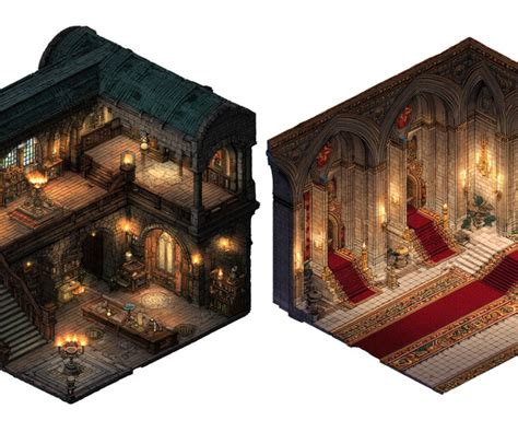 Artstation 420 Pixel Art Isometric Medieval Interiors Reference