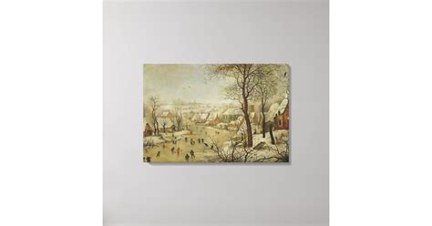 Winter Landscape With Bird Trap Oil On Panel Canvas Print Zazzle