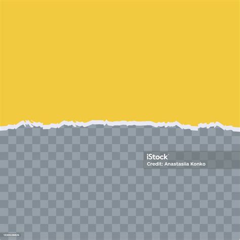 텍스트를 위해 회색 배경에 찢어진 수평 노란색 종이 조각 벡터 그림입니다 0명에 대한 스톡 벡터 아트 및 기타 이미지 0명 가장자리 고철 Istock
