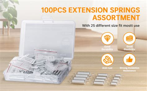 100 Pcs Extension Spring 25 Different Sizes Extension Spring