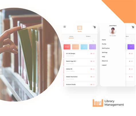 library management app ui on behance