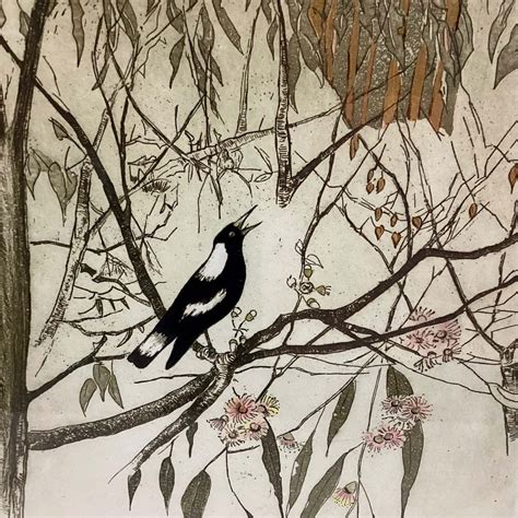 Song Of Magpie Etching E Healy 45cm X 55cm S