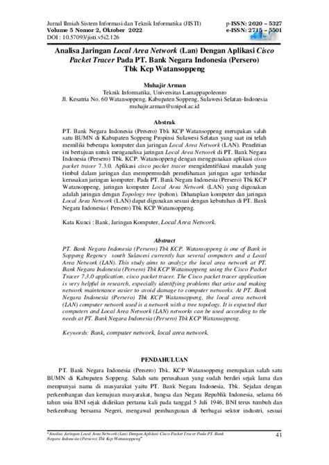 pdf analisa jaringan local area network lan dengan aplikasi cisco packet tracer pada pt