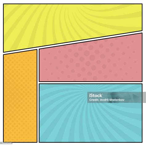 팝 아트 스타일에 화려한 만화 페이지 배경 프레임에 대한 스톡 벡터 아트 및 기타 이미지 프레임 가리기 공란 Istock